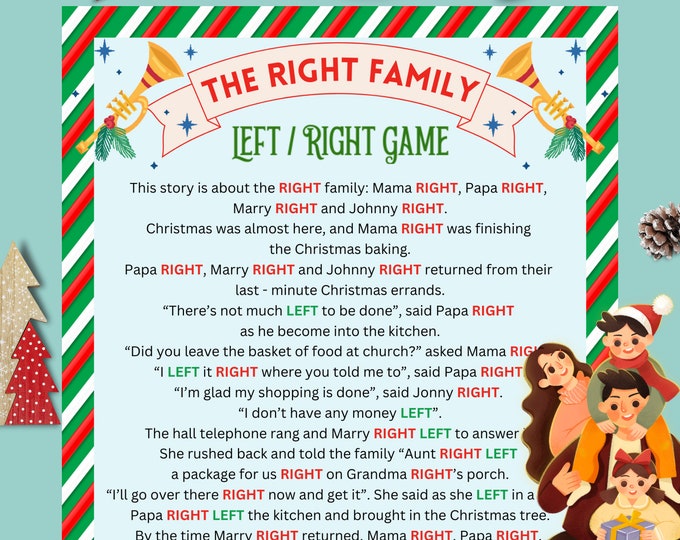 Left Right Across Christmas Game, Fun Christmas Eve Story, Gift ...
