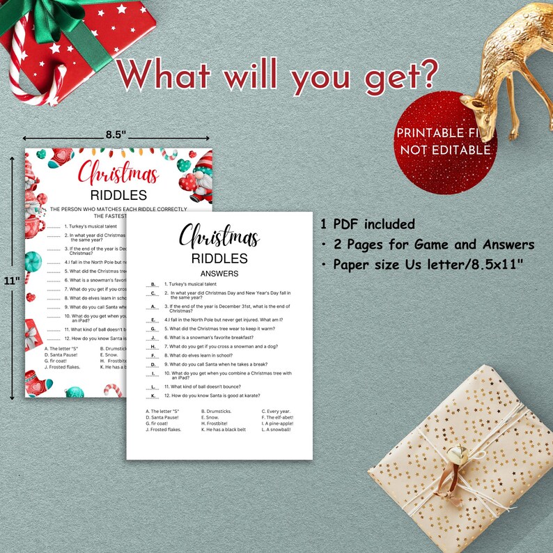 Christmas Joke Riddles Game, Christmas Trivia Questions & Answers, Kids ...