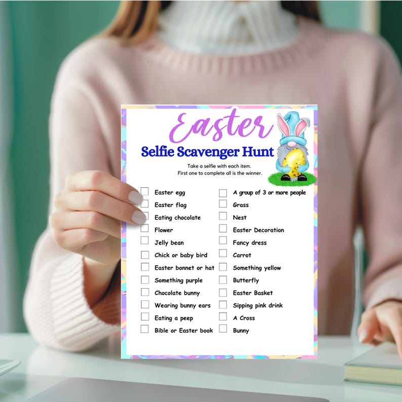 Easter Selfie Scavenger Hunt, Adults Easter Games Printable, Easter ...