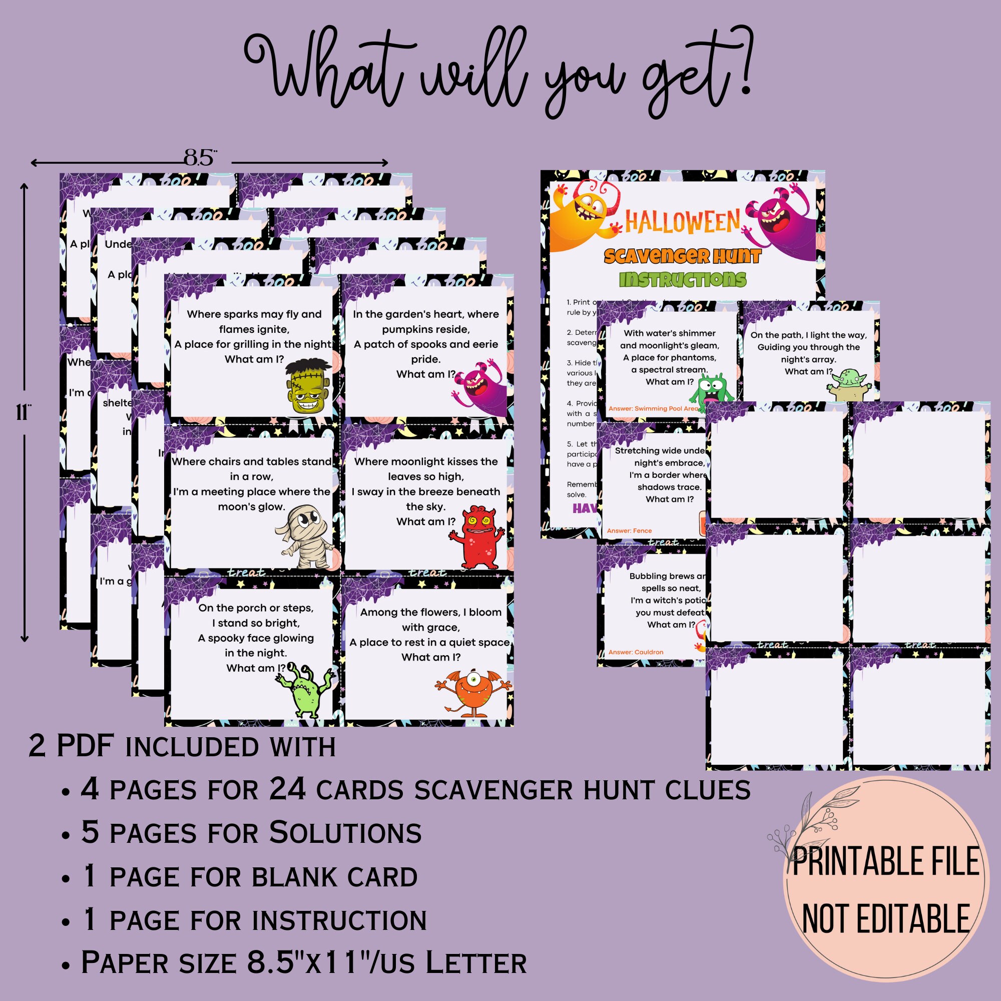 Outside Halloween Scavenger Hunt Clues for Older Kids, Spooky Treasure ...
