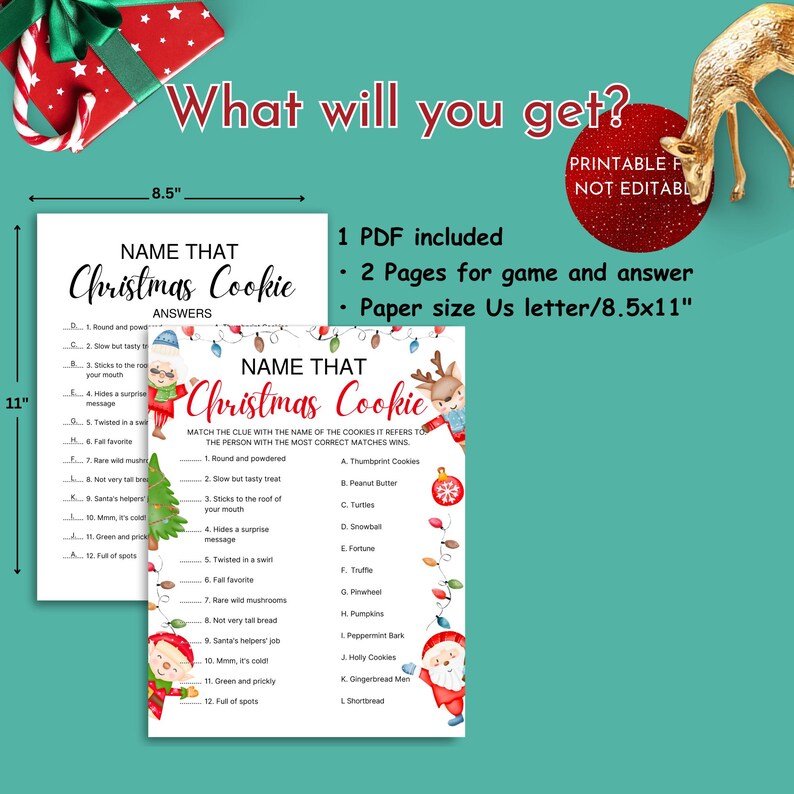 Christmas Cookie Game, Printable Christmas Games Adults Groups, Kids ...