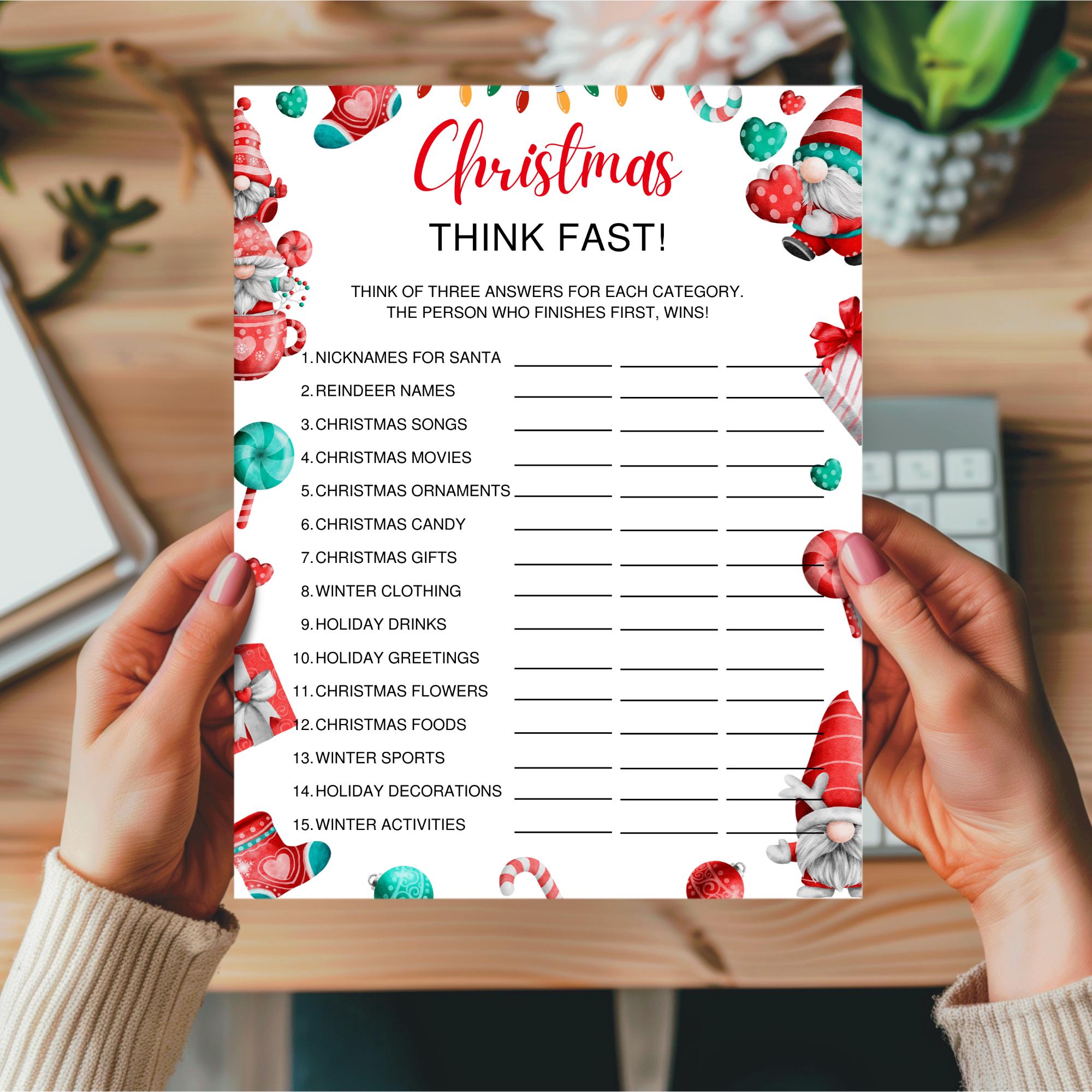 Think Fast Christmas Game, Christmas Trivia, Christmas Games Groups ...