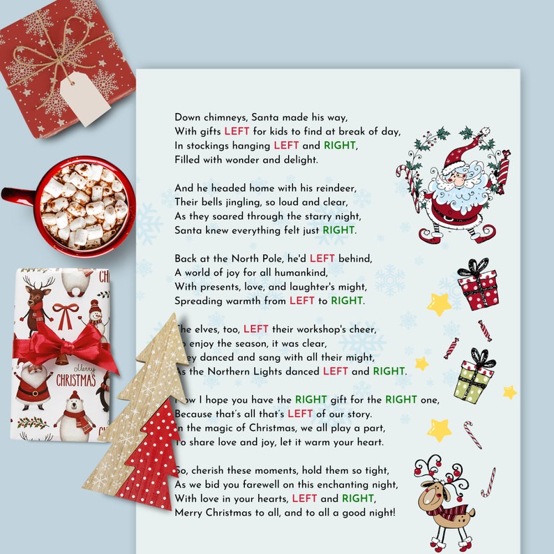 Christmas Left Right Game, Christmas Pass the Gift Game, Printable ...
