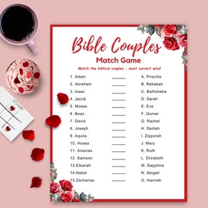 Bible Couples Match Game, Valentines Games Church, Valentines Printable ...