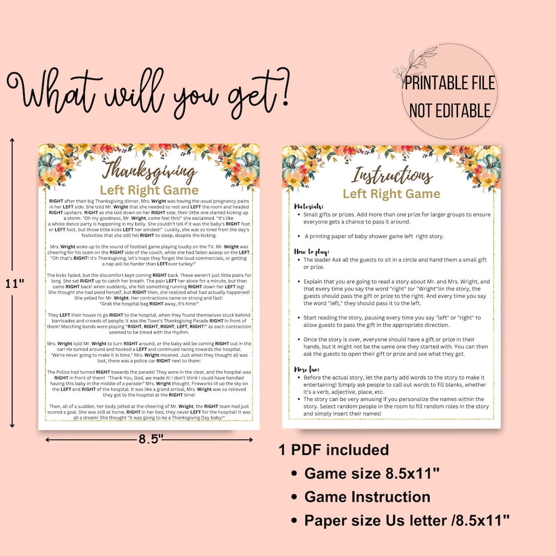 Thanksgiving Left Right Story Game, Fun Thanksgiving Games Printable ...