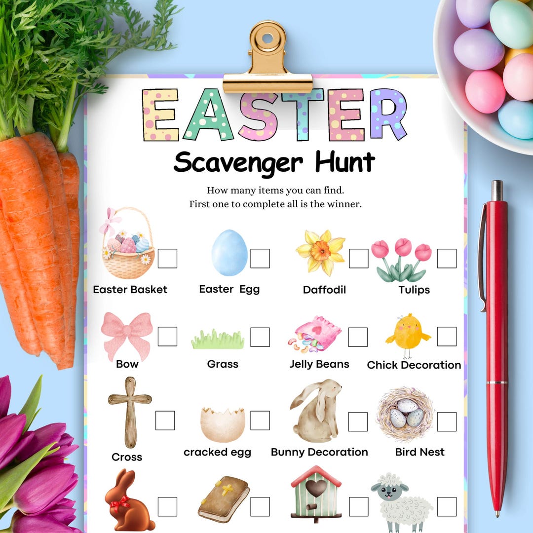 Easter Scavenger Hunt for Small Kids, Easter Egg Hunt Indoor, Easy ...