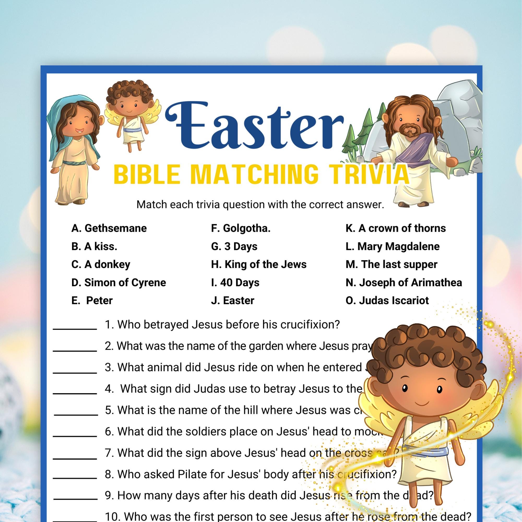 Easter Bible Matching Game, Printable Easter Games Church, Christian ...