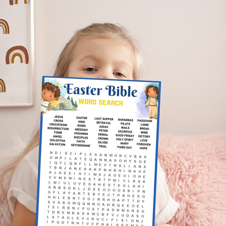 Easter Word Search Puzzle, Printable Easter Games Church, Christian ...