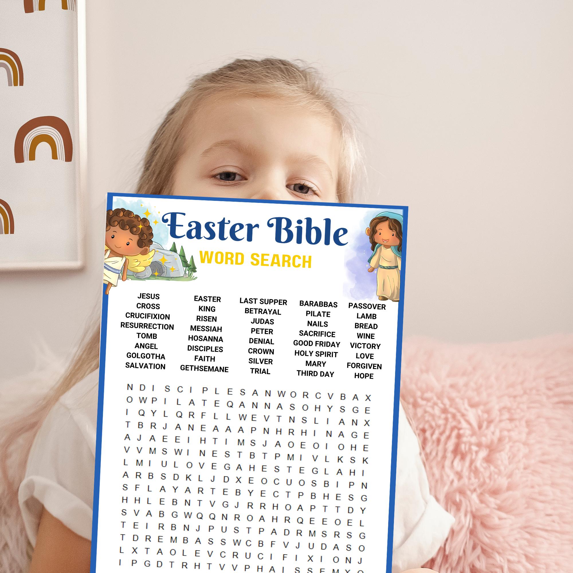 Easter Word Search Puzzle, Printable Easter Games Church, Christian ...