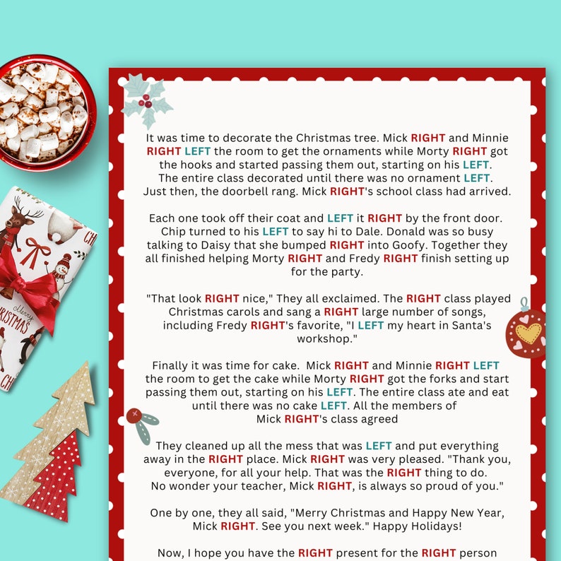 Christmas Left Right Game, Christmas Games Adults and Children, Pass ...