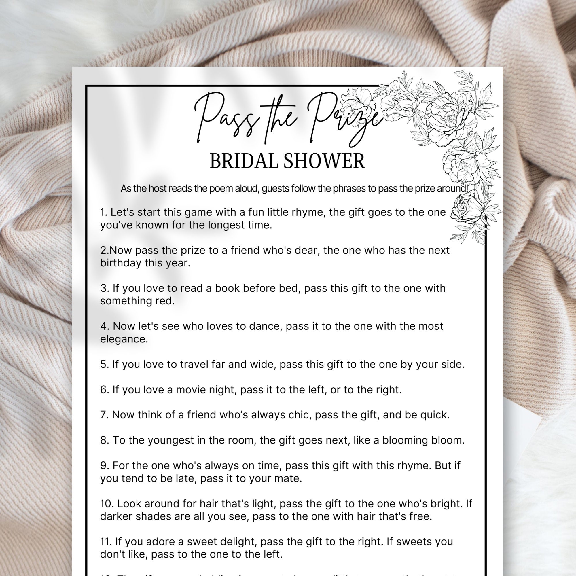 Bridal Shower Prize Game Printable, Wildflower Bridal Shower Games ...