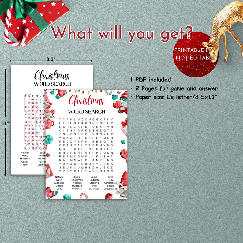Christmas Word Search Game, Printable Christmas Games Kids, Christmas ...