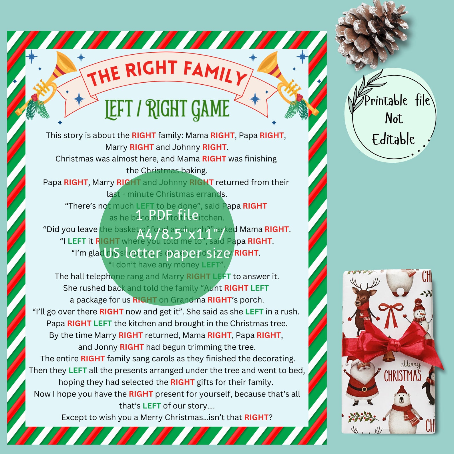 Left Right Game for Christmas, the Wright Family Funny Stories, Pass ...