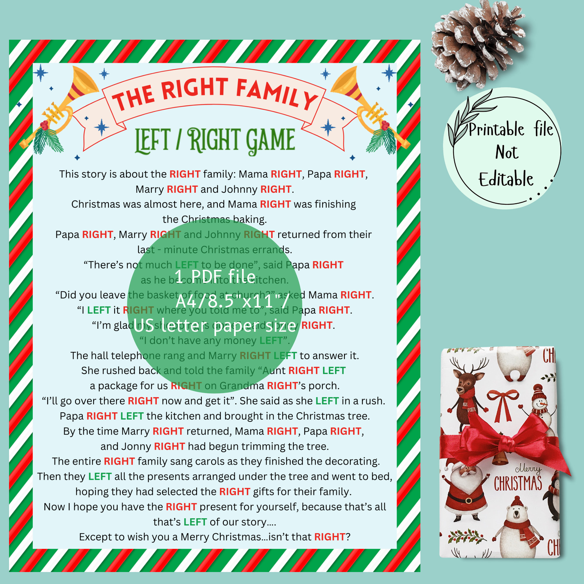 Left Right Game for Christmas, the Wright Family Funny Stories, Pass ...