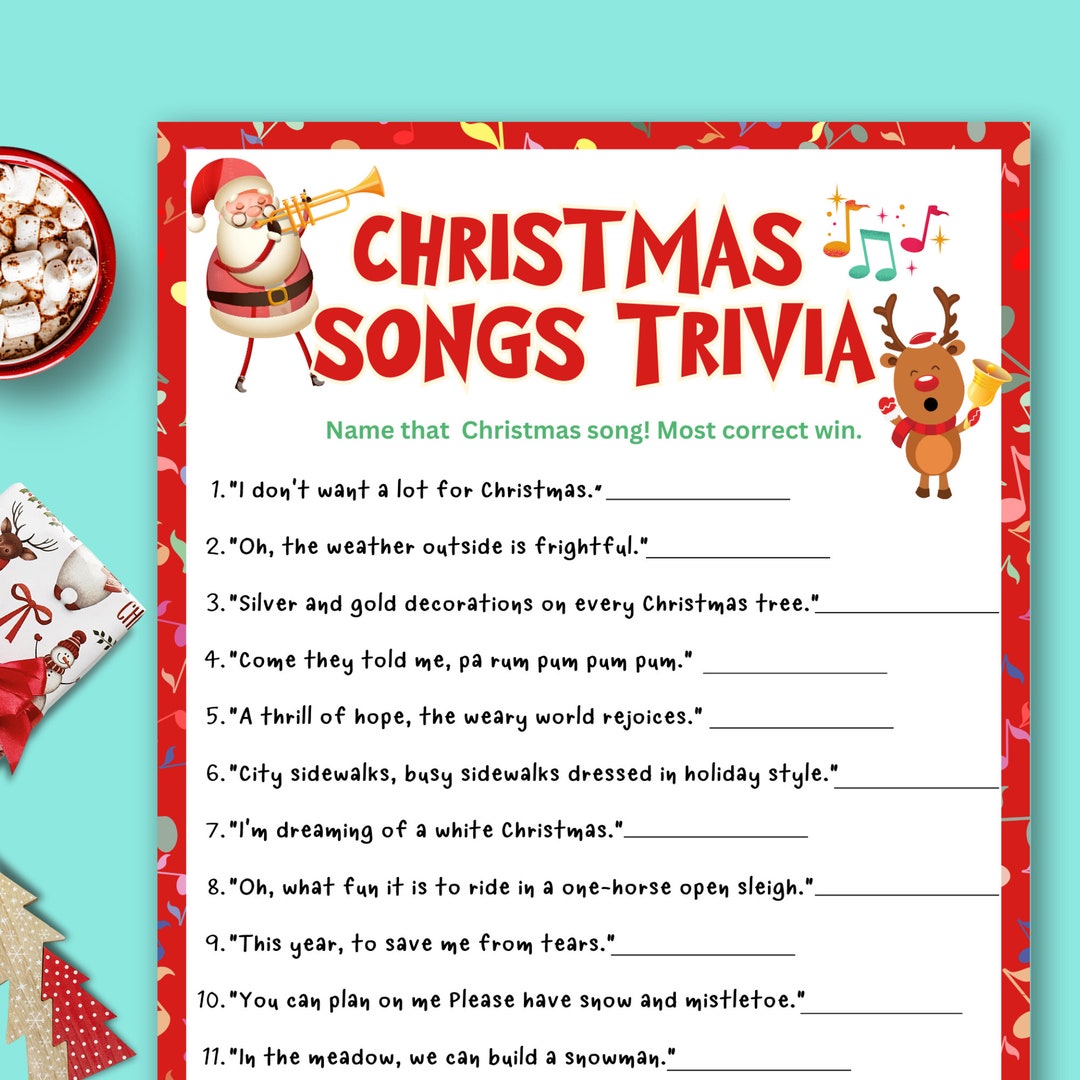Christmas Song Game, Christmas Party Games Adults, Christmas Printable ...