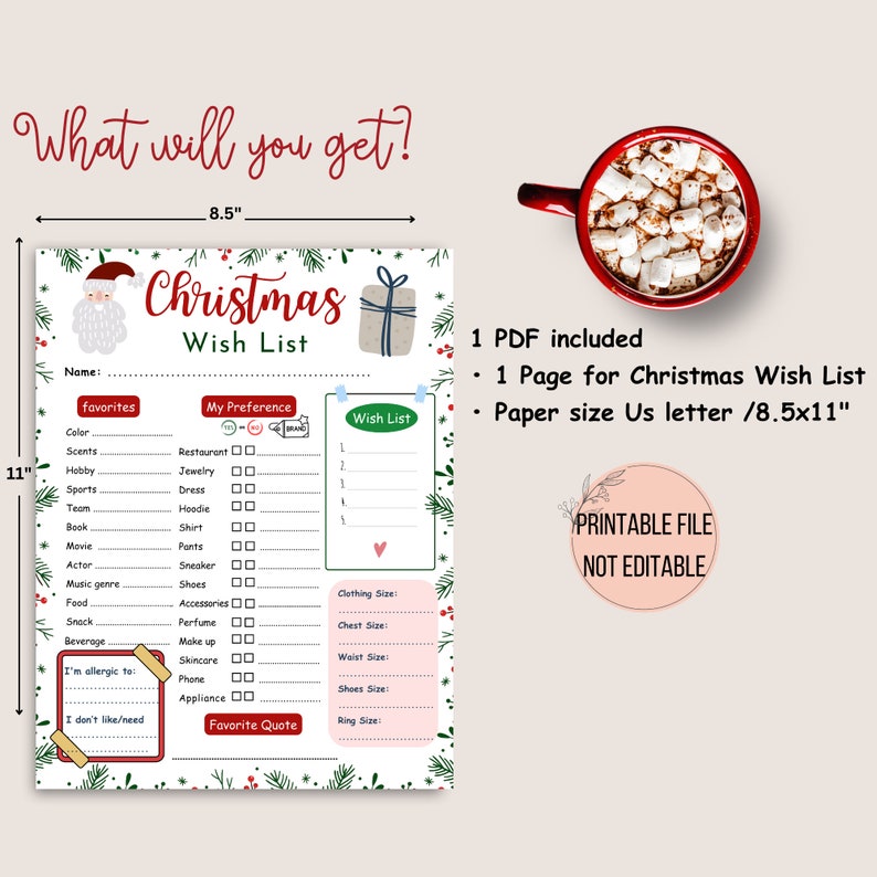 Christmas Wish List, Coworker Christmas List Template, Secret Letter ...