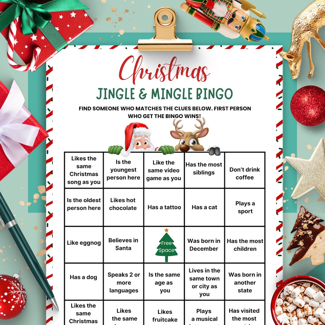 Jingle & Mingle Bingo Christmas Games, Office Christmas Party Games ...