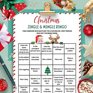 Jingle & Mingle Bingo Christmas Games, Office Christmas Party Games ...