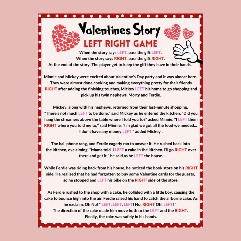 Valentines Pass the Gift Game, Valentines Day Games, Left Right Game ...