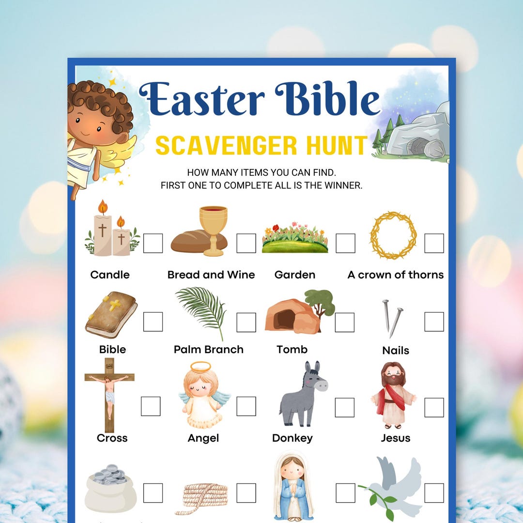 Easter Bible Scavenger Hunt, Printable Easter Game Kids, Indoor ...
