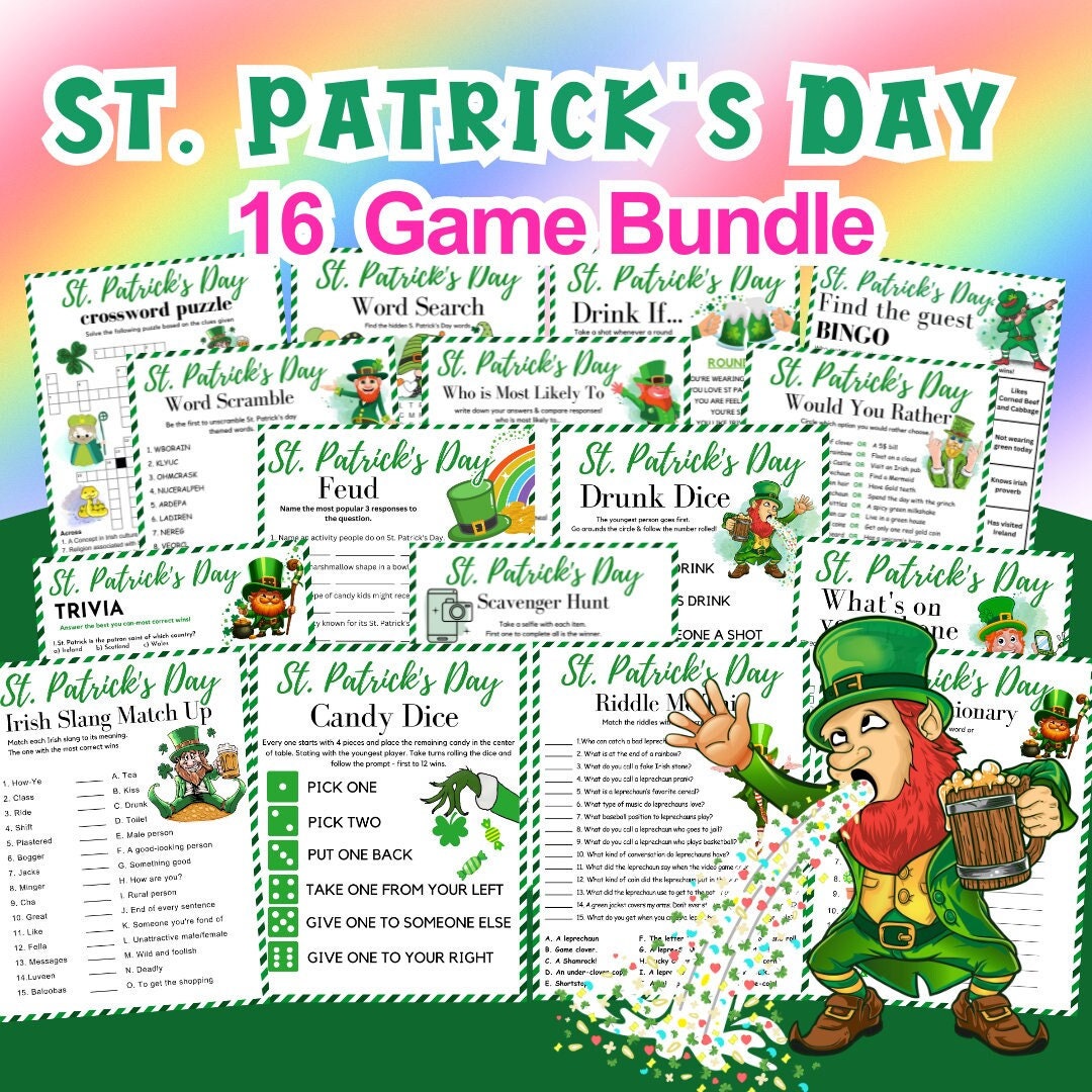 St Patrick's Day Games Bundle, Printable St Patrick's Day Games, St ...