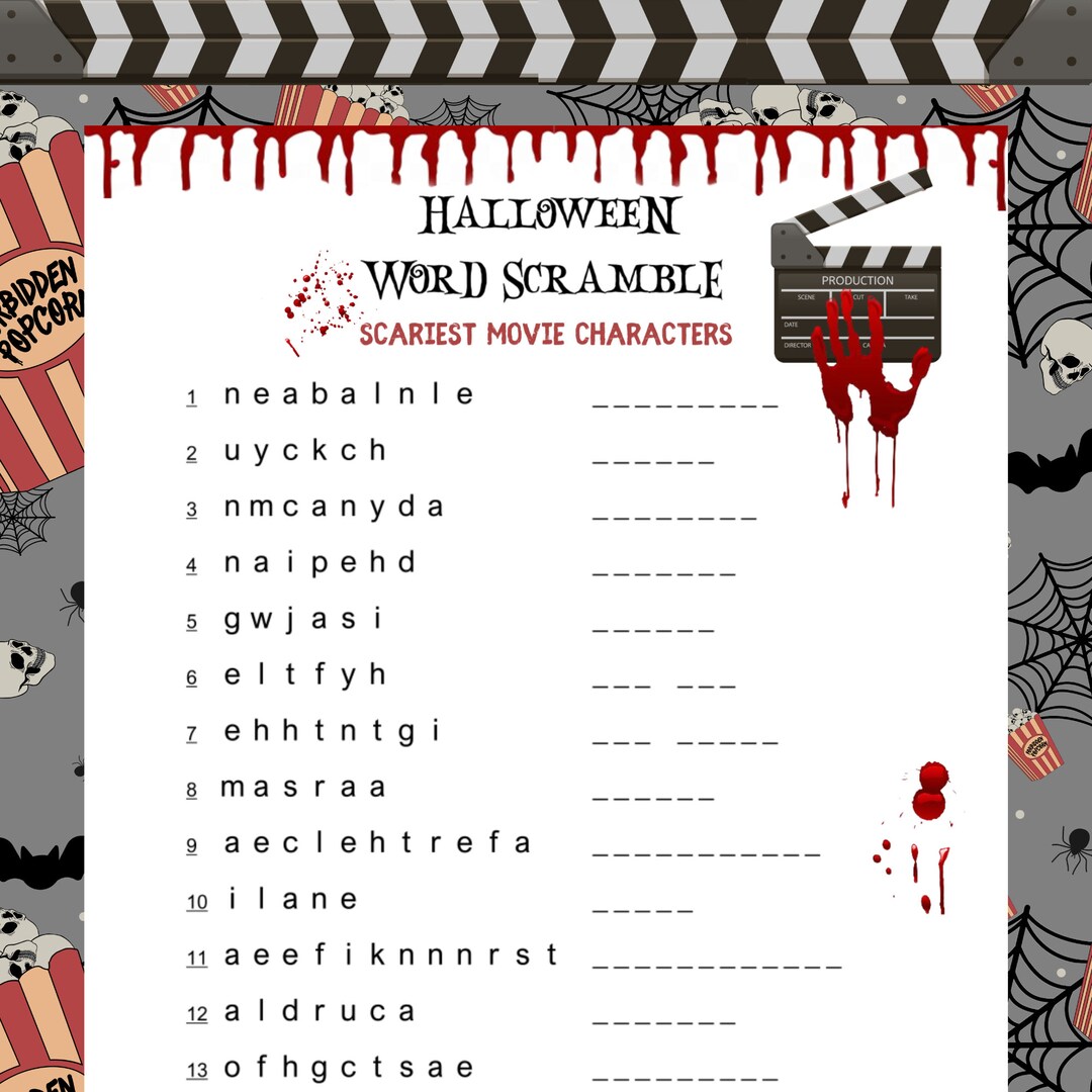 Halloween Word Scramble Game for Adults, Printable Halloween Party ...