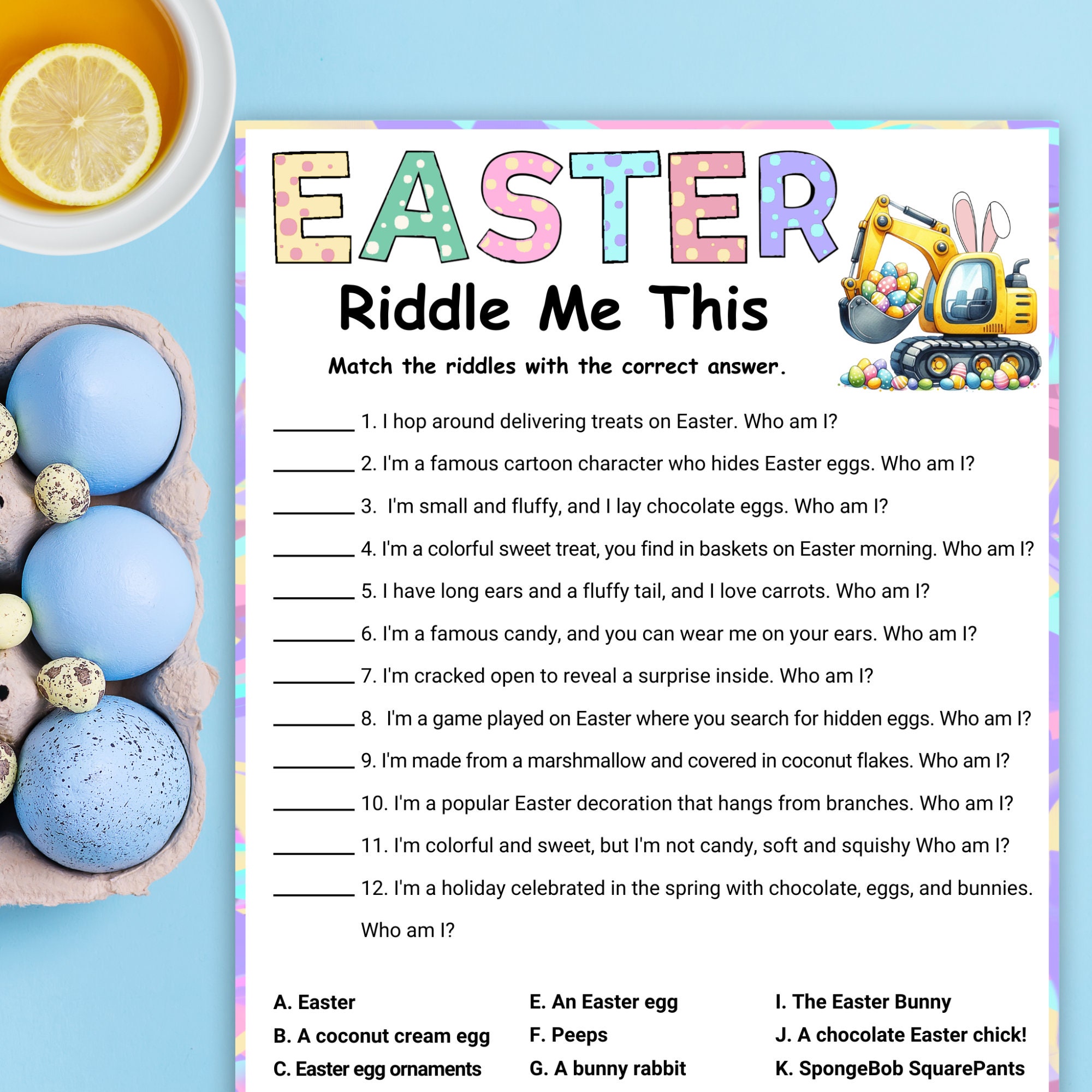 Easter Riddles Game, Printable Easter Games for Kids, Fun Easter Trivia ...