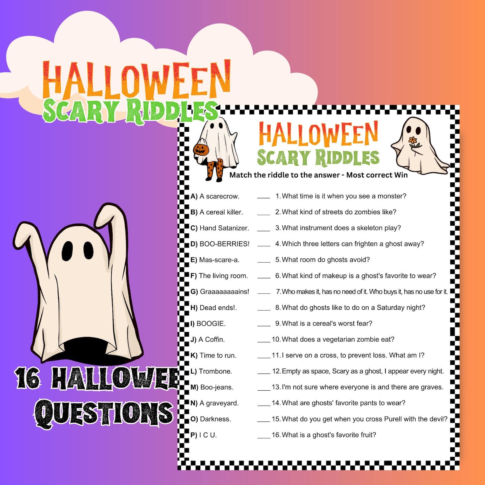 Halloween Riddles Game, Adults Halloween Games Printable, Halloween ...