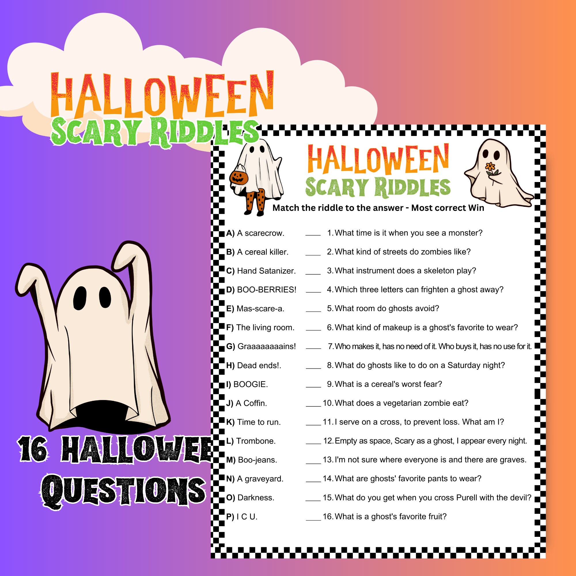 Halloween Riddles Game, Adults Halloween Games Printable, Halloween ...
