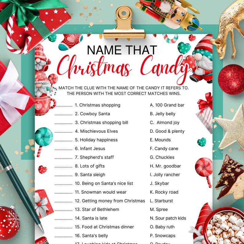 Christmas Candy Game, Christmas Trivia Game, Holiday Trivia Christmas ...