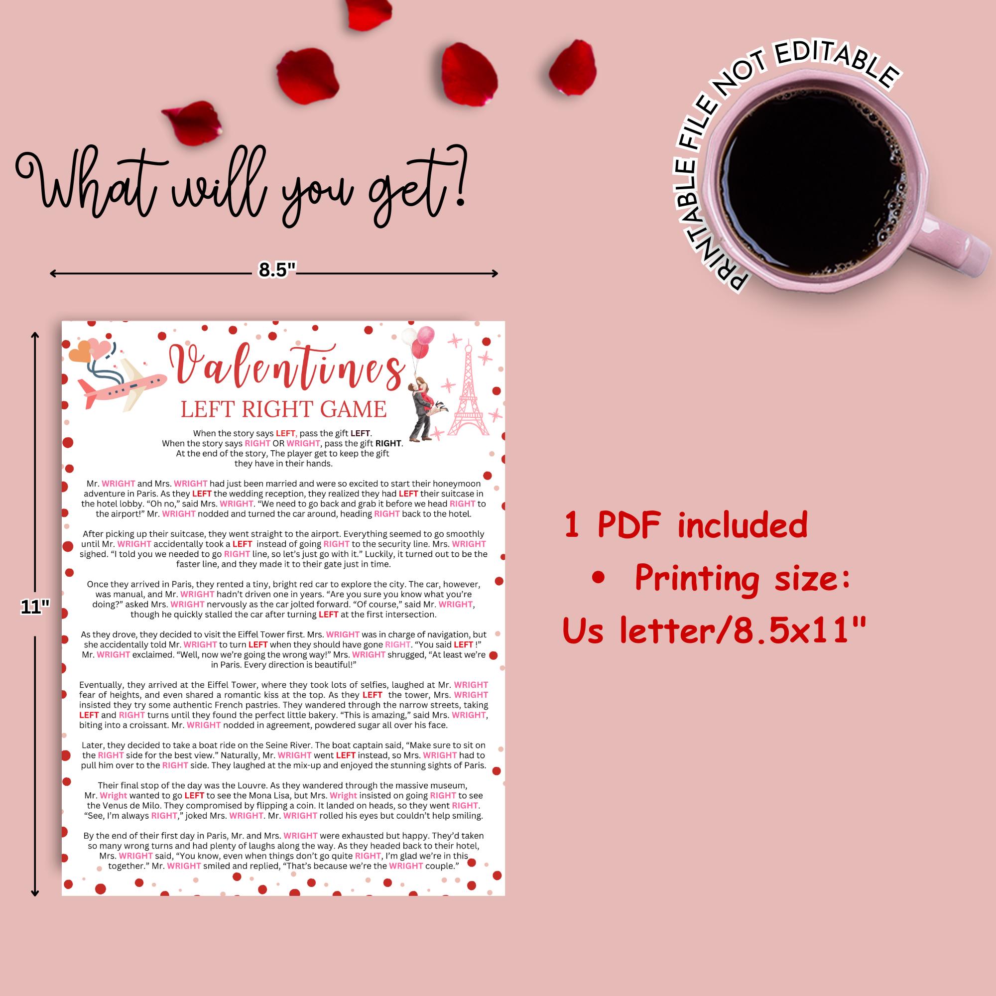 Valentines Left Right Game, Valentines Day Games Adults, Valentines ...