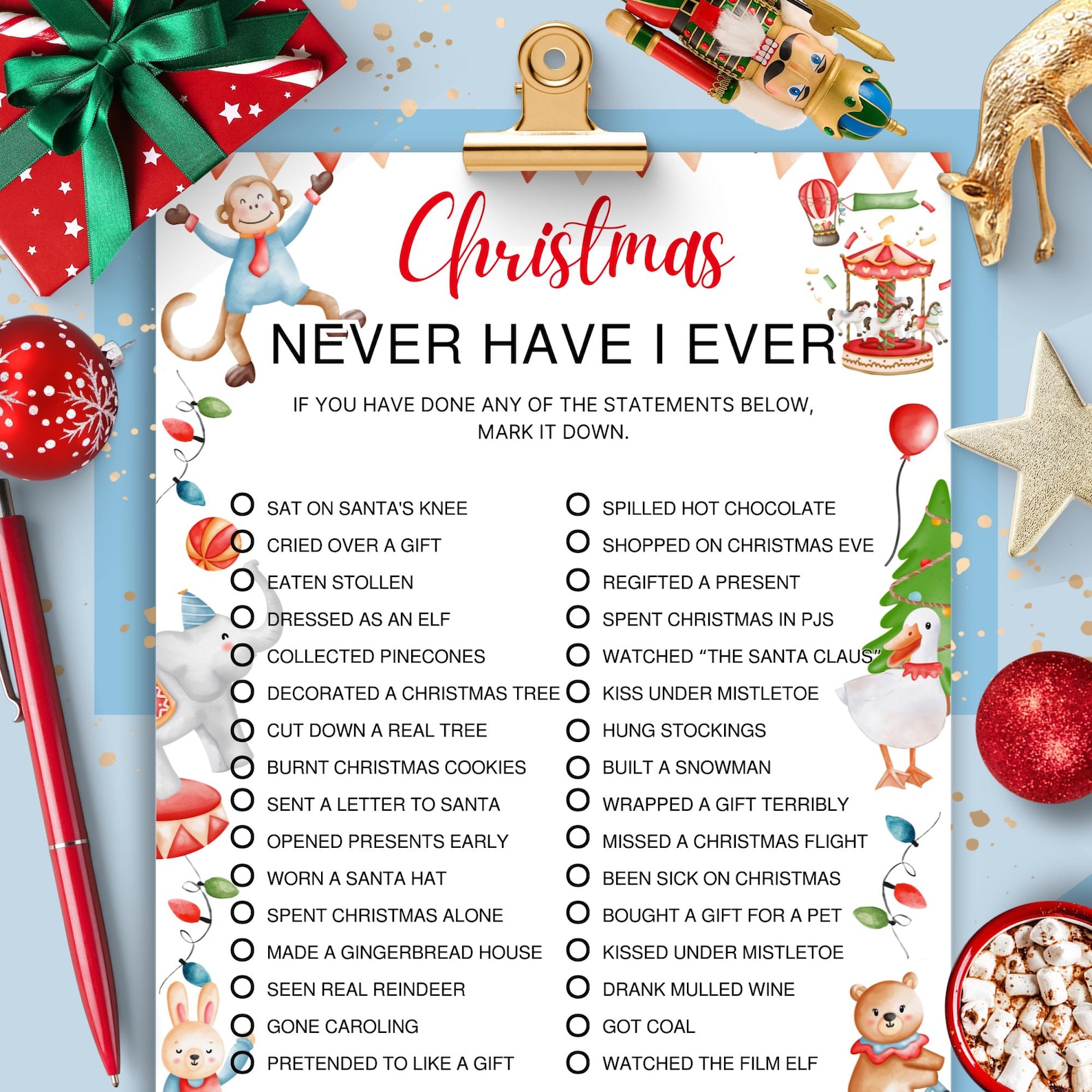 Christmas Never or Ever Game, Fun Christmas Games for Group Adults ...
