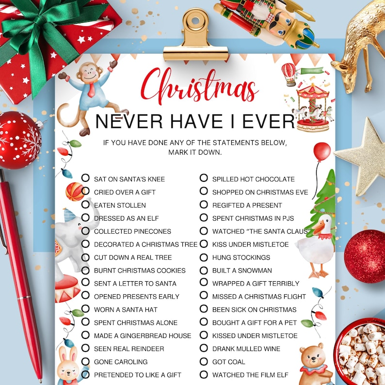Christmas Never or Ever Game, Fun Christmas Games for Group Adults ...