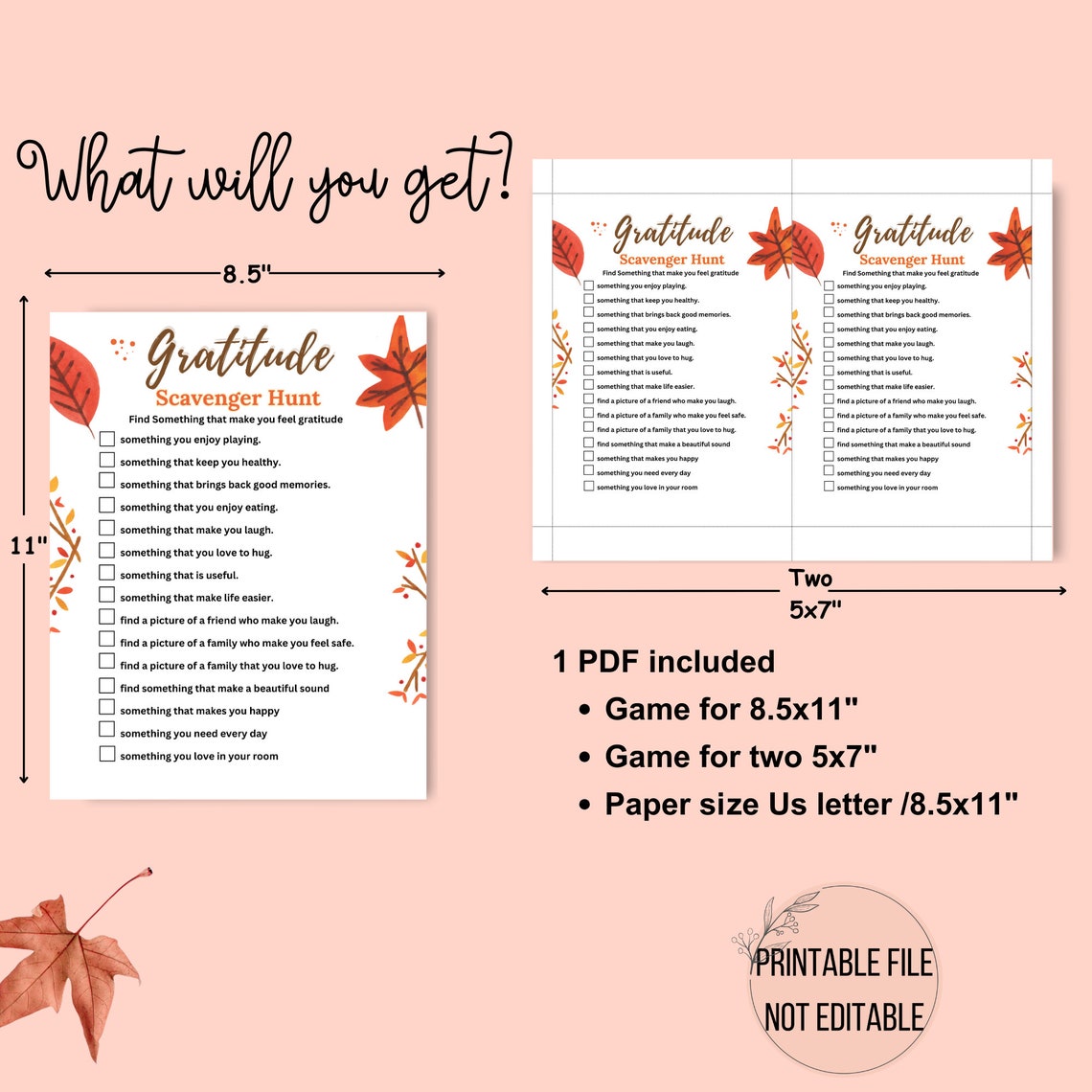 Thanksgiving Gratitude Scavenger Hunt, Thanksgiving Games Printable ...