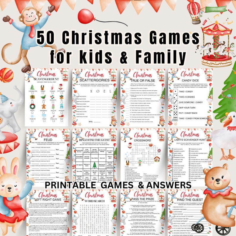 Christmas Trivia Games Bundle, Christmas Games Adults & Children, Fun ...