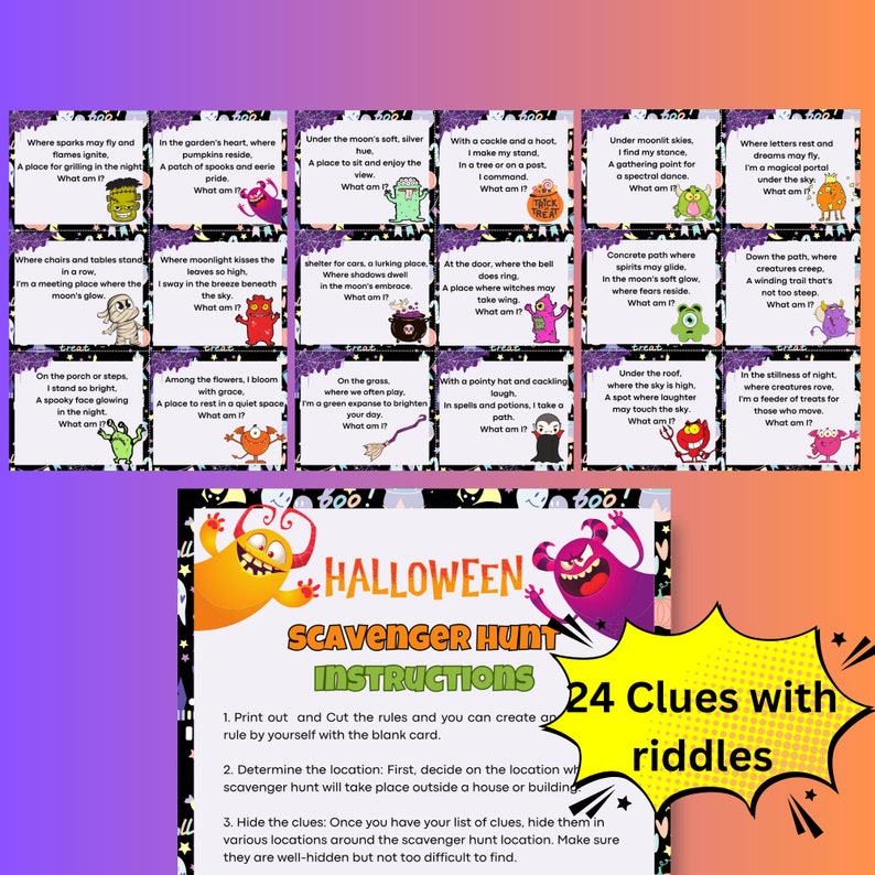 Outside Halloween Scavenger Hunt Clues for Older Kids, Spooky Treasure ...