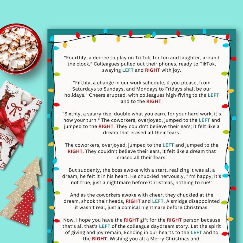 Left Right Christmas Game, Funny Office Christmas Stories, Right Left ...