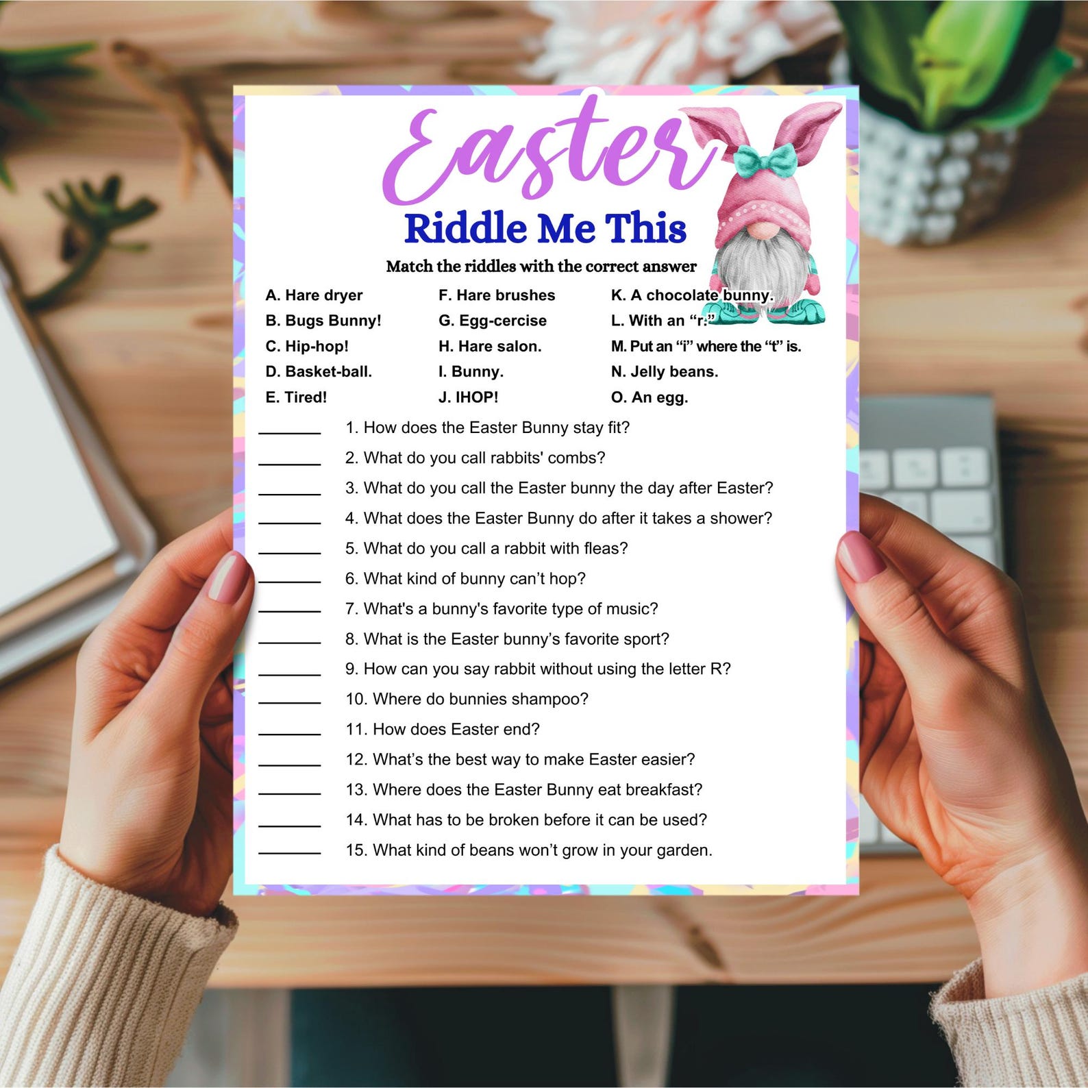 Easter Riddles Game, Easter Games Group Adults, Trivia Game Printable ...