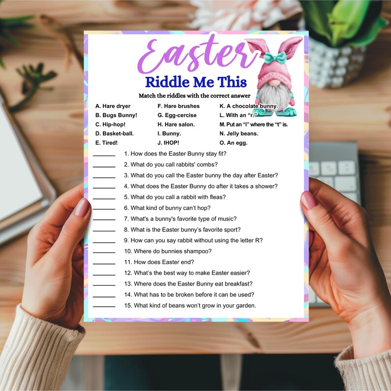 Easter Riddles Game, Easter Games Group Adults, Easter Trivia Game ...