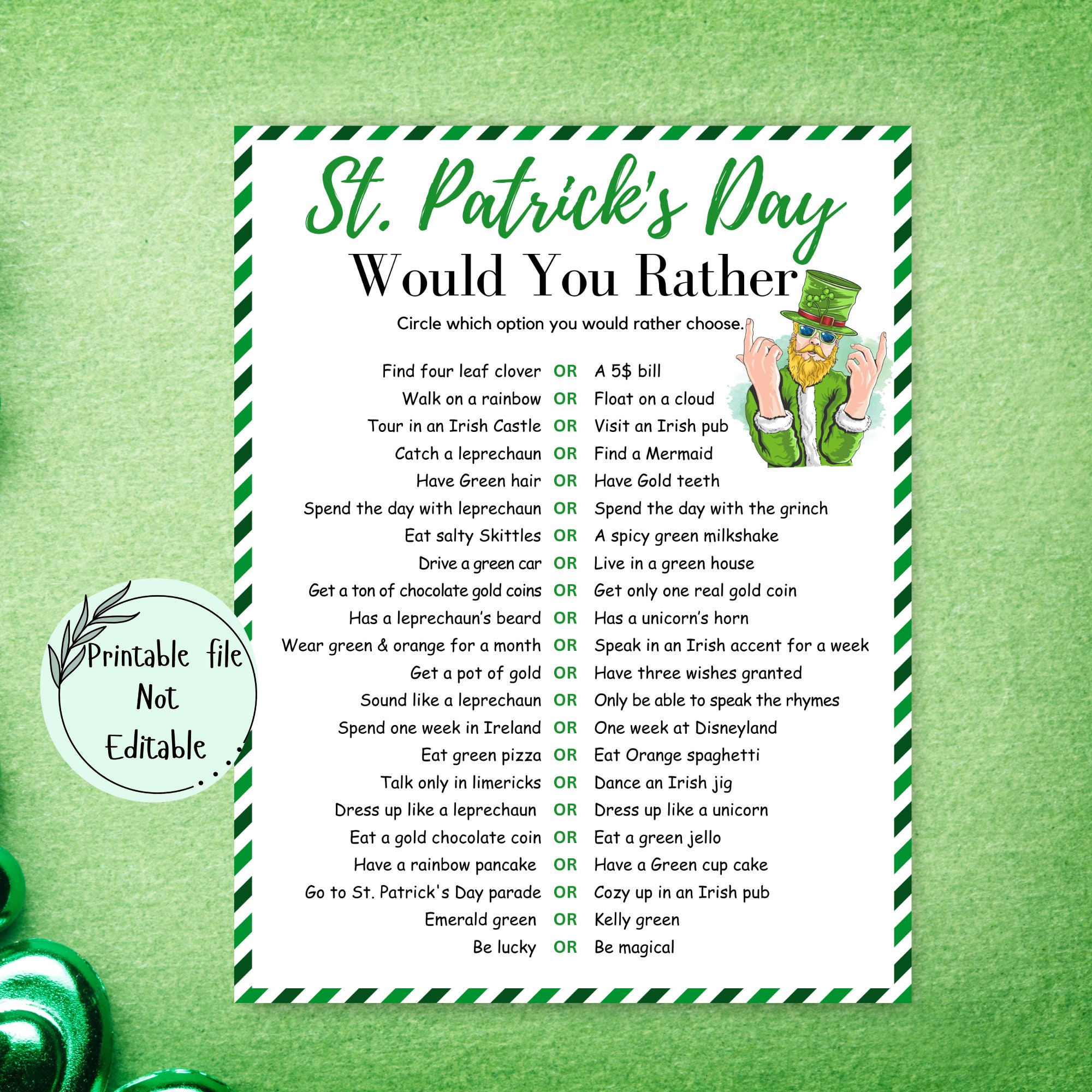 St Patrick's Day Would You Rather, Printable St Patrick's Day Games ...