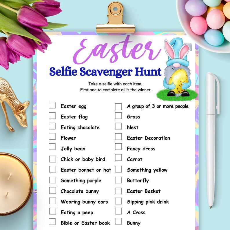 Easter Selfie Scavenger Hunt, Adults Easter Games Printable, Easter ...