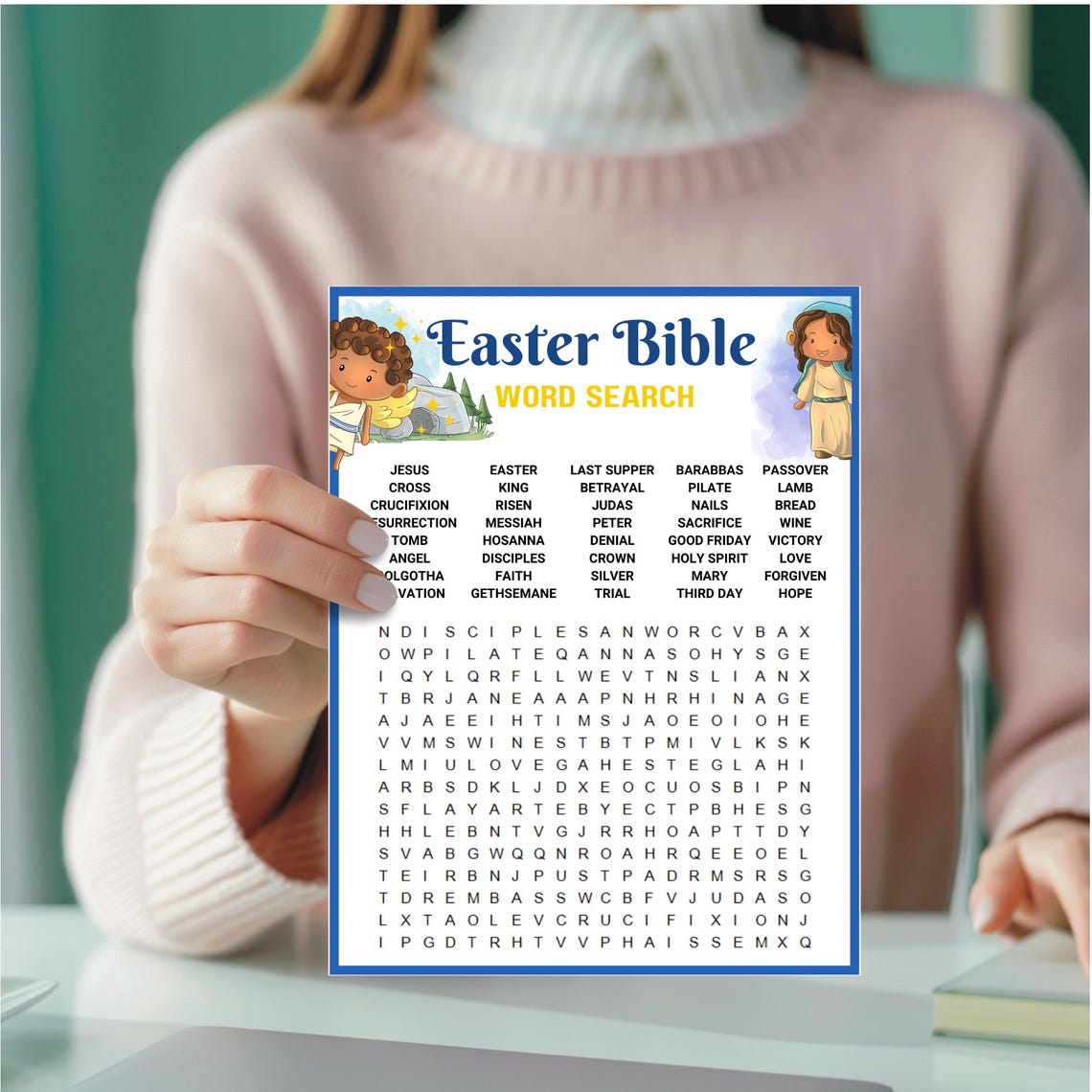 Easter Word Search Puzzle, Printable Easter Games Church, Christian ...