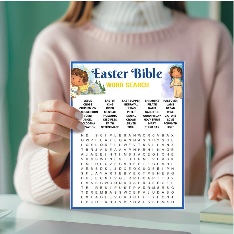 Easter Word Search Puzzle, Printable Easter Games Church, Christian ...