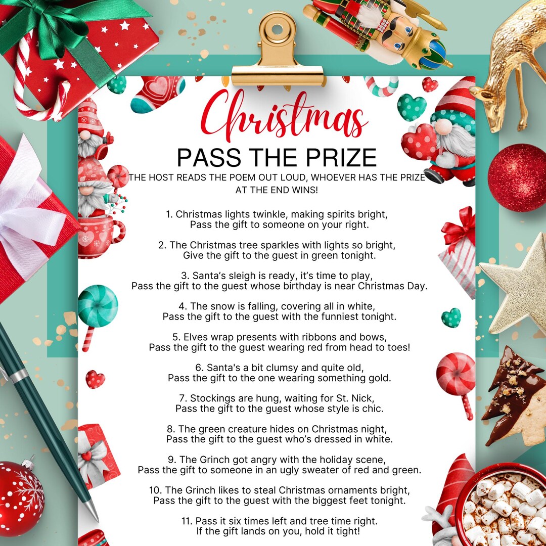 Christmas Pass the Prize Game, Fun Christmas Game Groups Adults, Kids ...