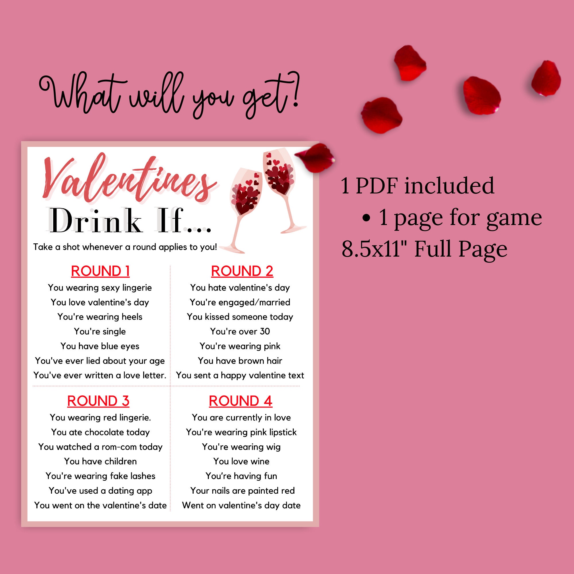 Galantine's Day Drink If Game, Printable Valentines Games Adults, Girls ...