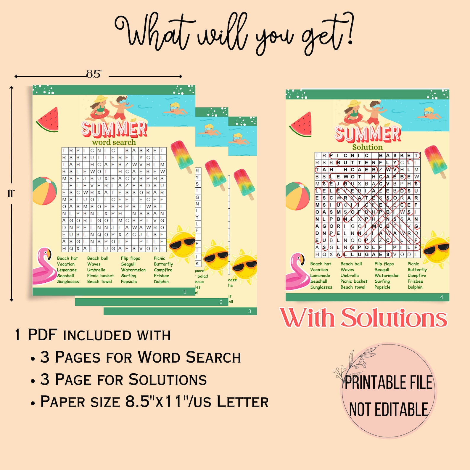 Summer Word Search, Printable Summer Season Games, Summer Activities ...