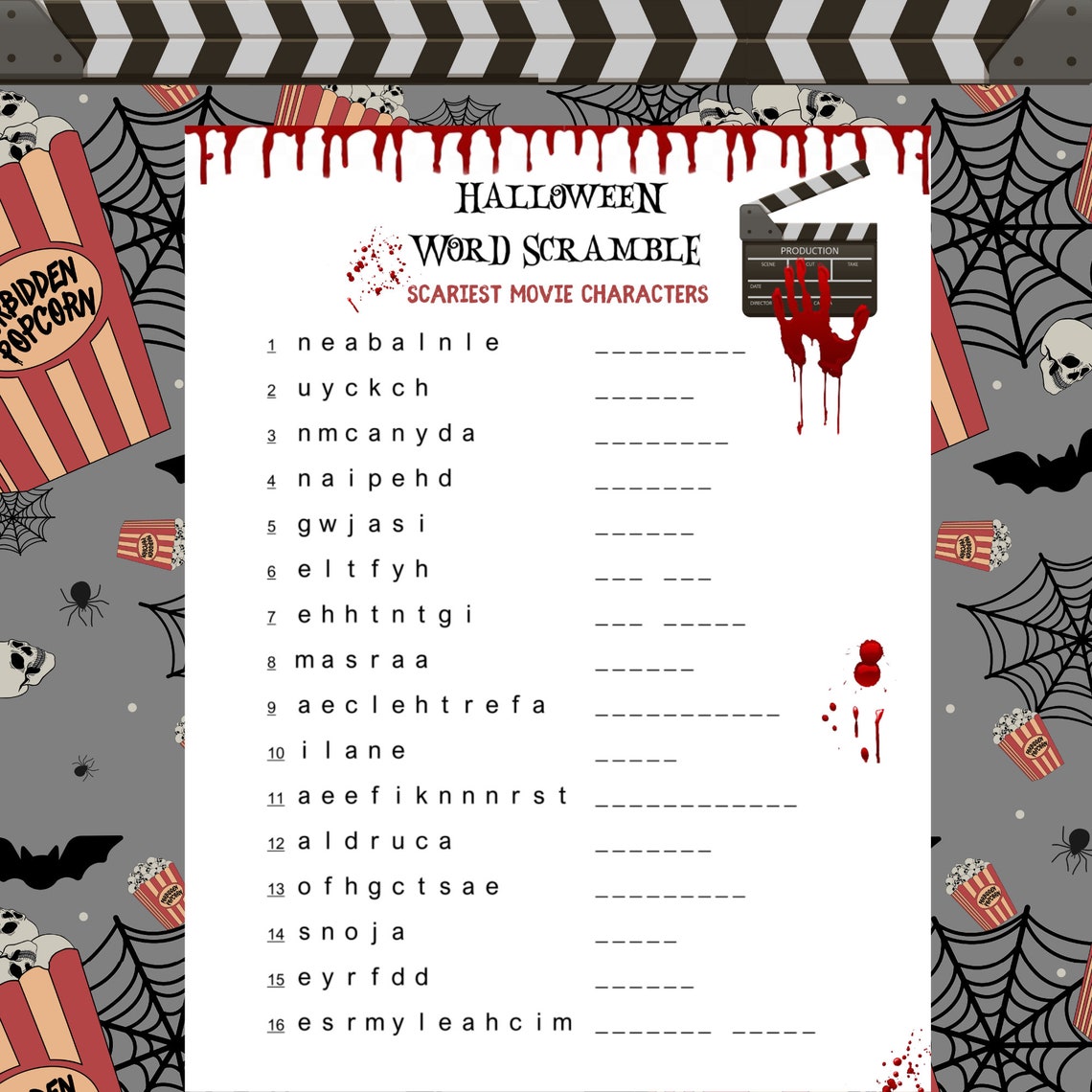 Halloween Word Scramble Game for Adults, Printable Halloween Party ...