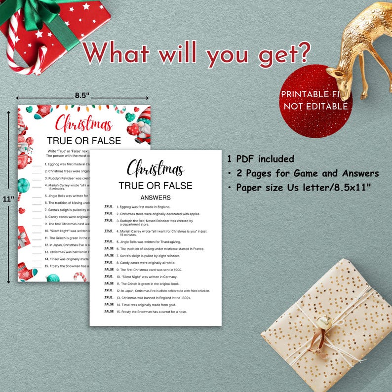 True or False Game, Christmas Trivia Questions With Answers, Christmas ...