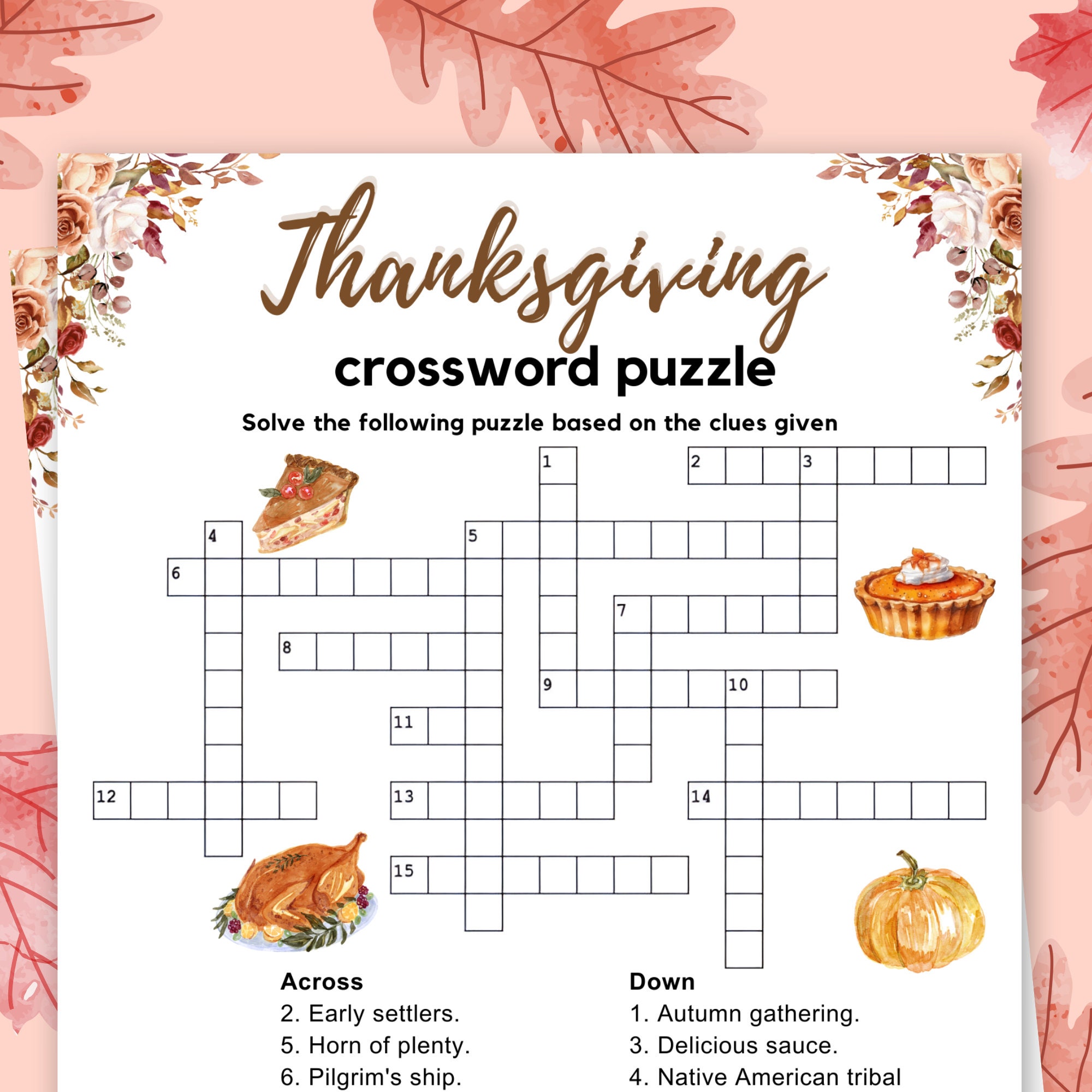 Thanksgiving Crossword Puzzle, Thanksgiving Day Crossword Answer ...