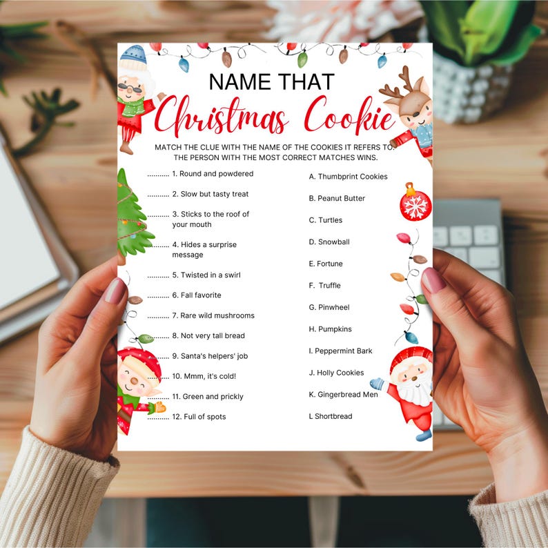 Christmas Cookie Game, Printable Christmas Games Adults Groups, Kids ...